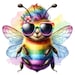 Rainbow Bee Clipart, Cute Bumblebee Clip Art PNG Messy Bun Rainbow ...