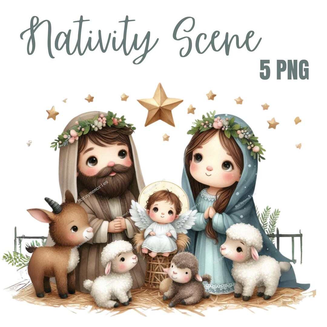 Cute Nativity Scene Clipart, High Quality Pngs, Memory Book, Junk ...