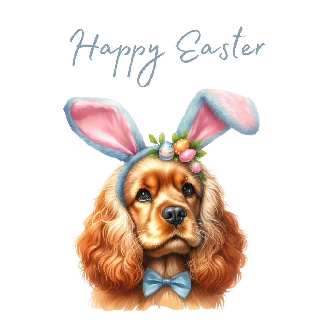Cute Easter Cocker Spaniel Card, Easter Card, Cute Dog - Etsy