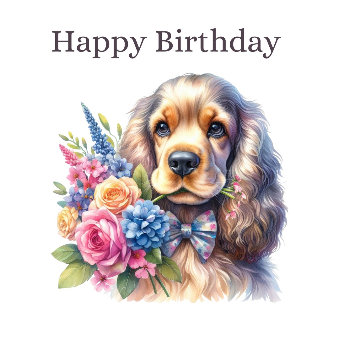 Birthday Clipart, Cocker Spaniel, Birthday, Cute Dog, Dog Lover, Cute ...