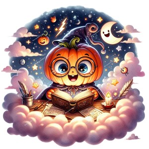 Magic in the Air – 10 Pumpkin PNG Clipart, Watercolor Halloween ...