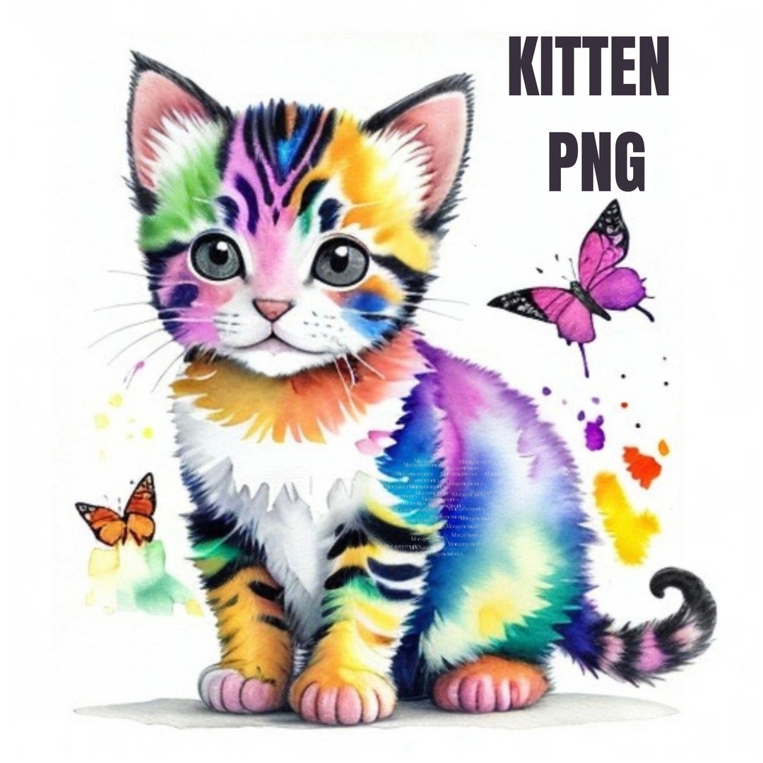 Cat,cat Png, Colorful Cat Watercolor Sublimation Digital Download, Cat ...
