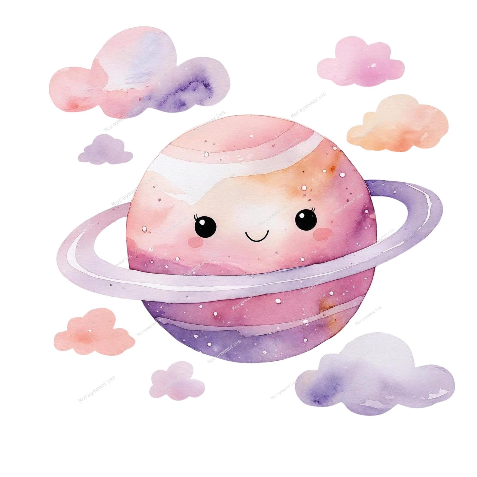 Pastel Space Clipart, Watercolor Cute Outer Space Clipart, Space Girl ...