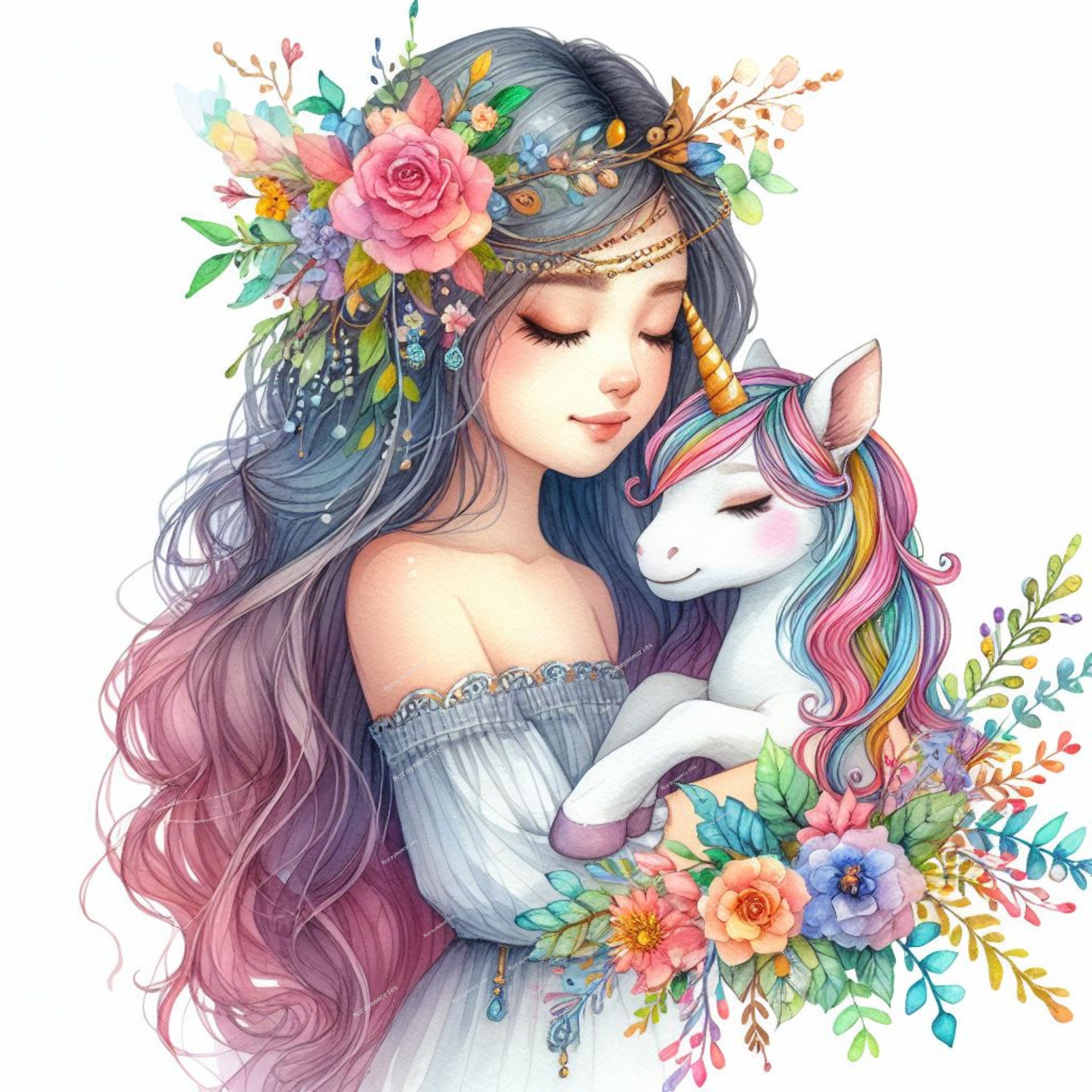 Baby Unicorn Clipart, Girl Clipart, Pink Clip Art, PNG Watercolor Kids ...