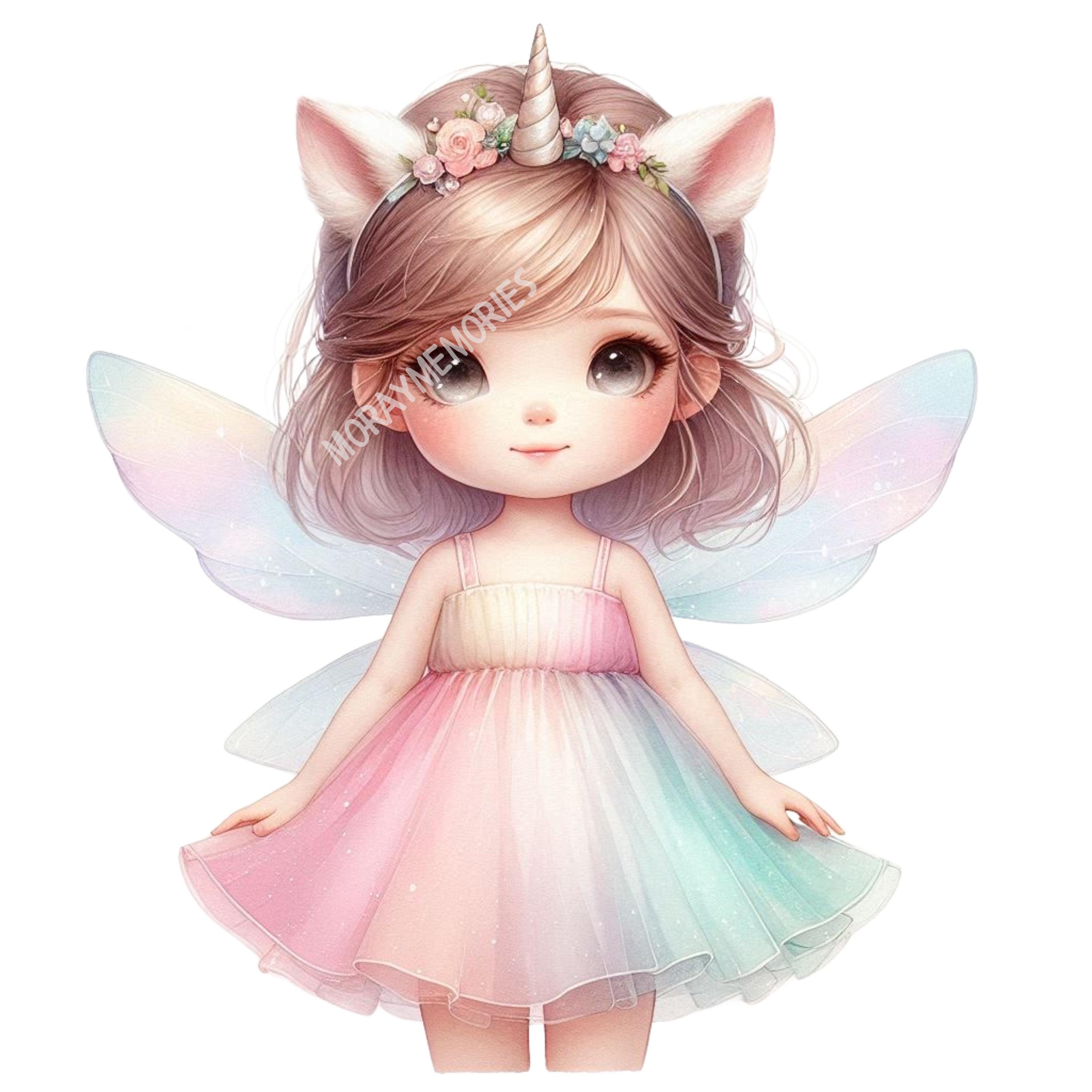 Unicorn Girl Clipart Bundle PNG 20 Watercolor Unicorn Images,pastel ...