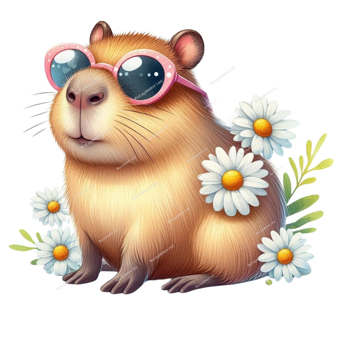 Cute Spring Capybara Clipart PNG Cute Capybara Blooming Spring Garden ...