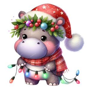 Cute Christmas Hippo Clipart, High Quality Pngs, Cute Hippo Png,digital ...