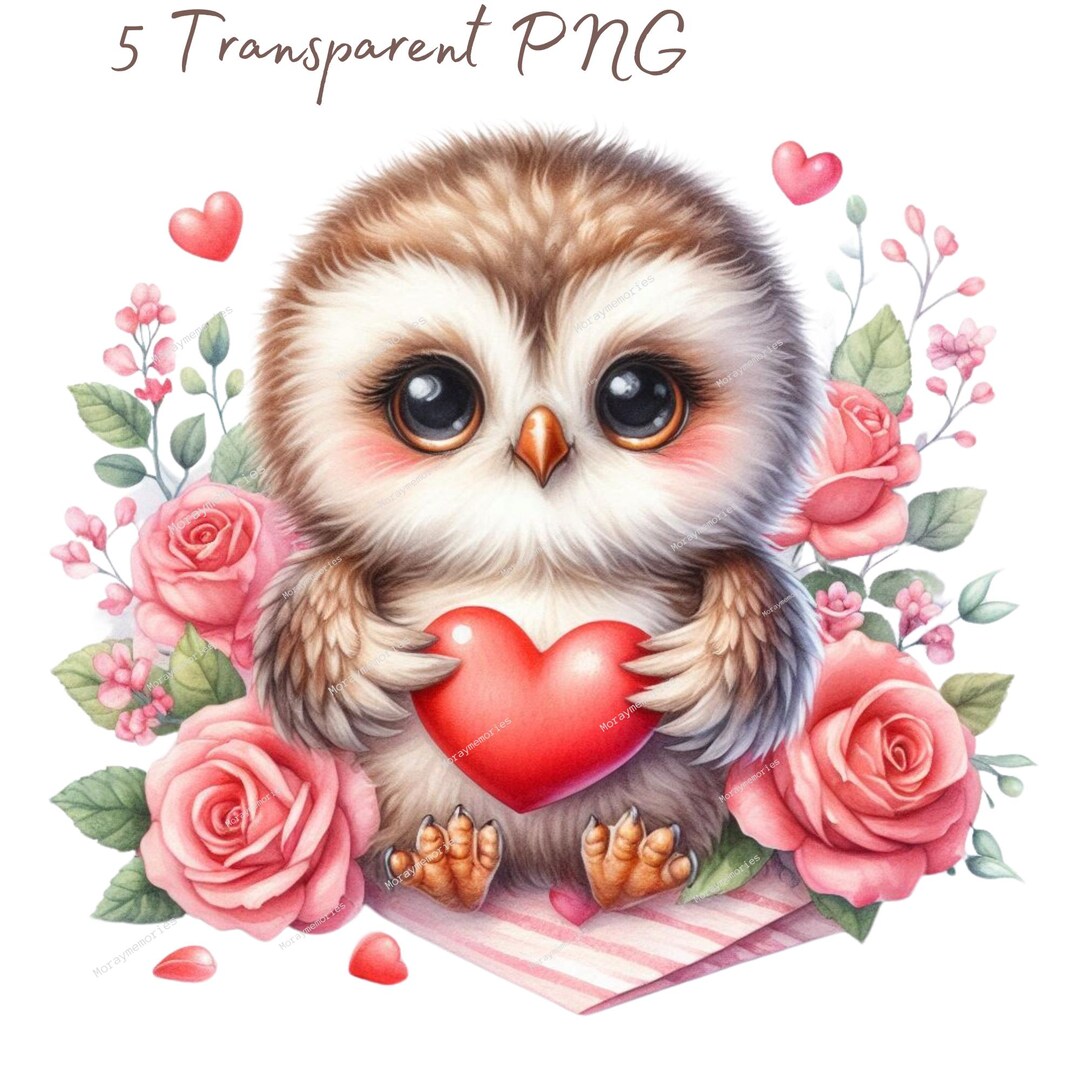 Sparkling Valentine Owl Sublimation Clipart 5 PNG, Colorful Owls ...