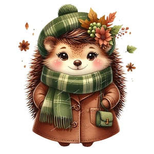 Cute Autumn Hedgehog Clipart, High Quality Pngs, Fall Clipart, Digital ...