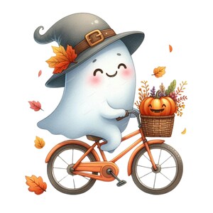 Cute Autumn Ghost Clipart PNG, Fall Ghost Halloween Sublimation Digital ...