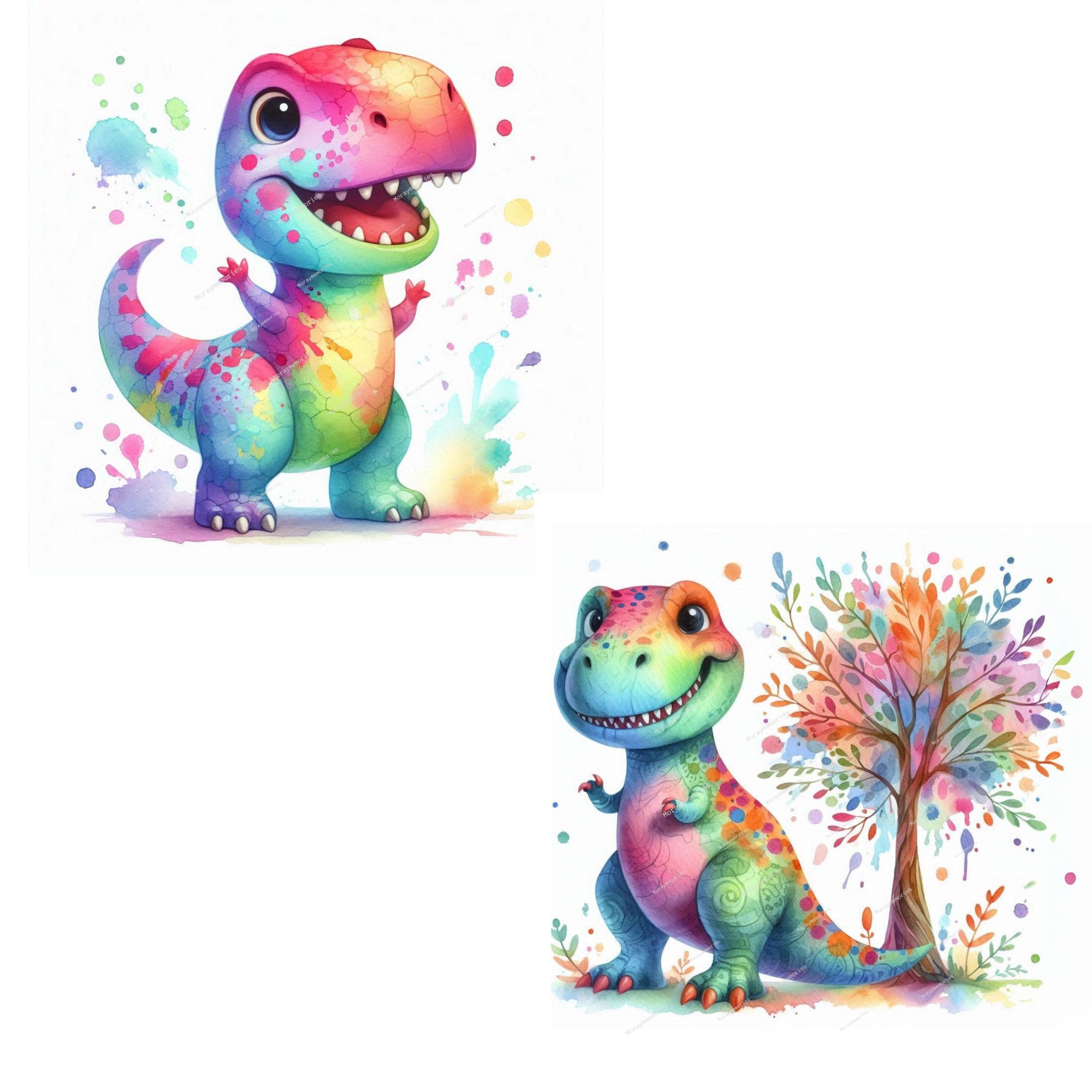 11 Quirky T-rex Clipart Bundle, Funny Watercolor Dinosaur Jpgs ...