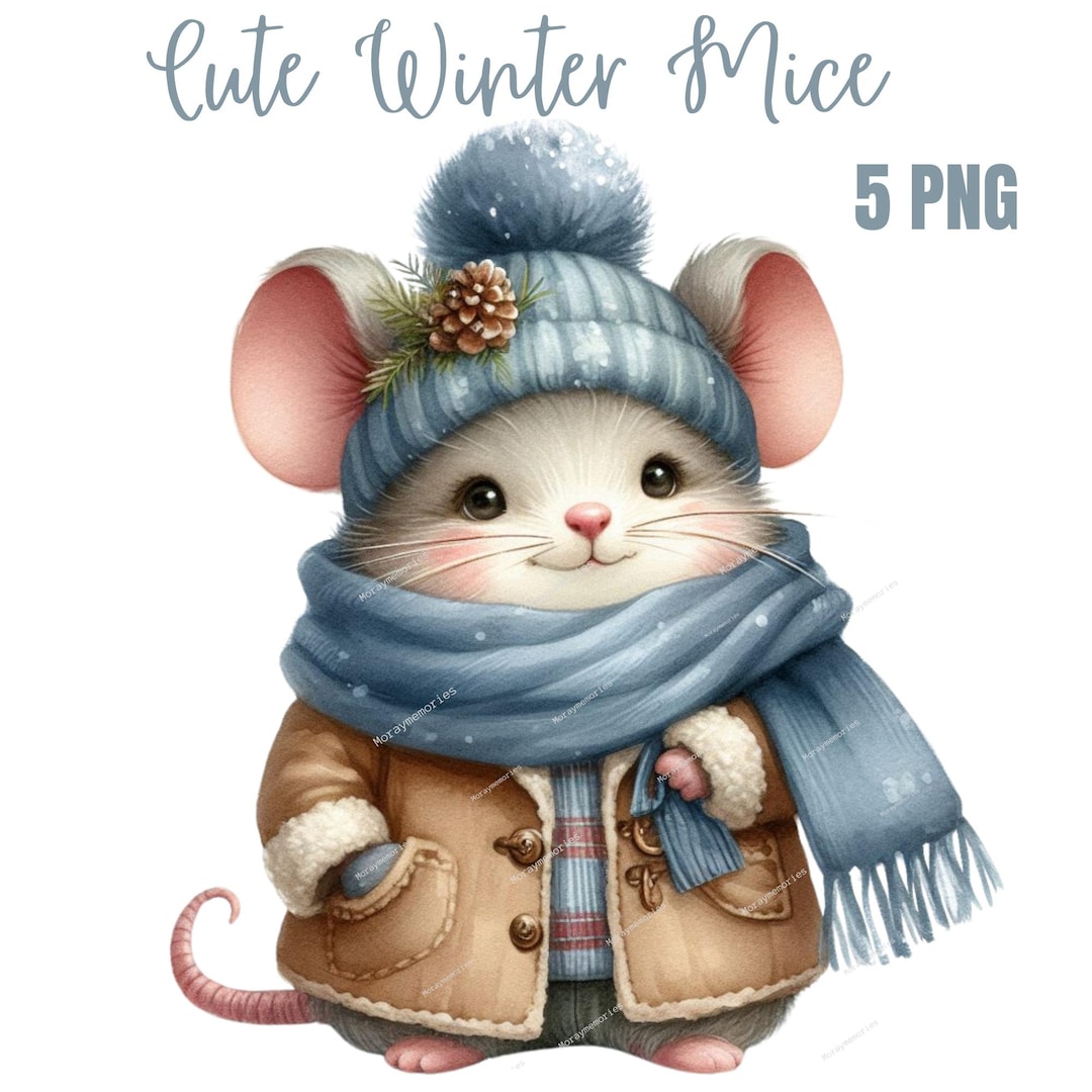 Cute Winter Mice Clipart, High Quality Pngs, Mouse Png, Floral Digital ...
