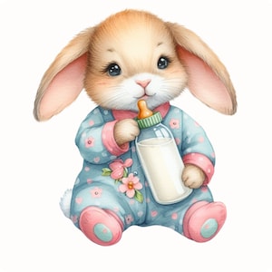 Baby Rabbit Clipart Bundle PNG, Digital Download, Clip Art, Rabbit ...