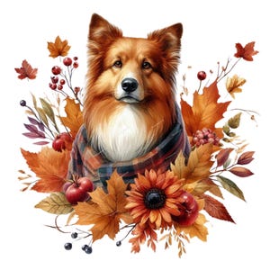 Cute Autumn Dogs Clipart, High Quality Pngs, Nursery Art, Digital ...