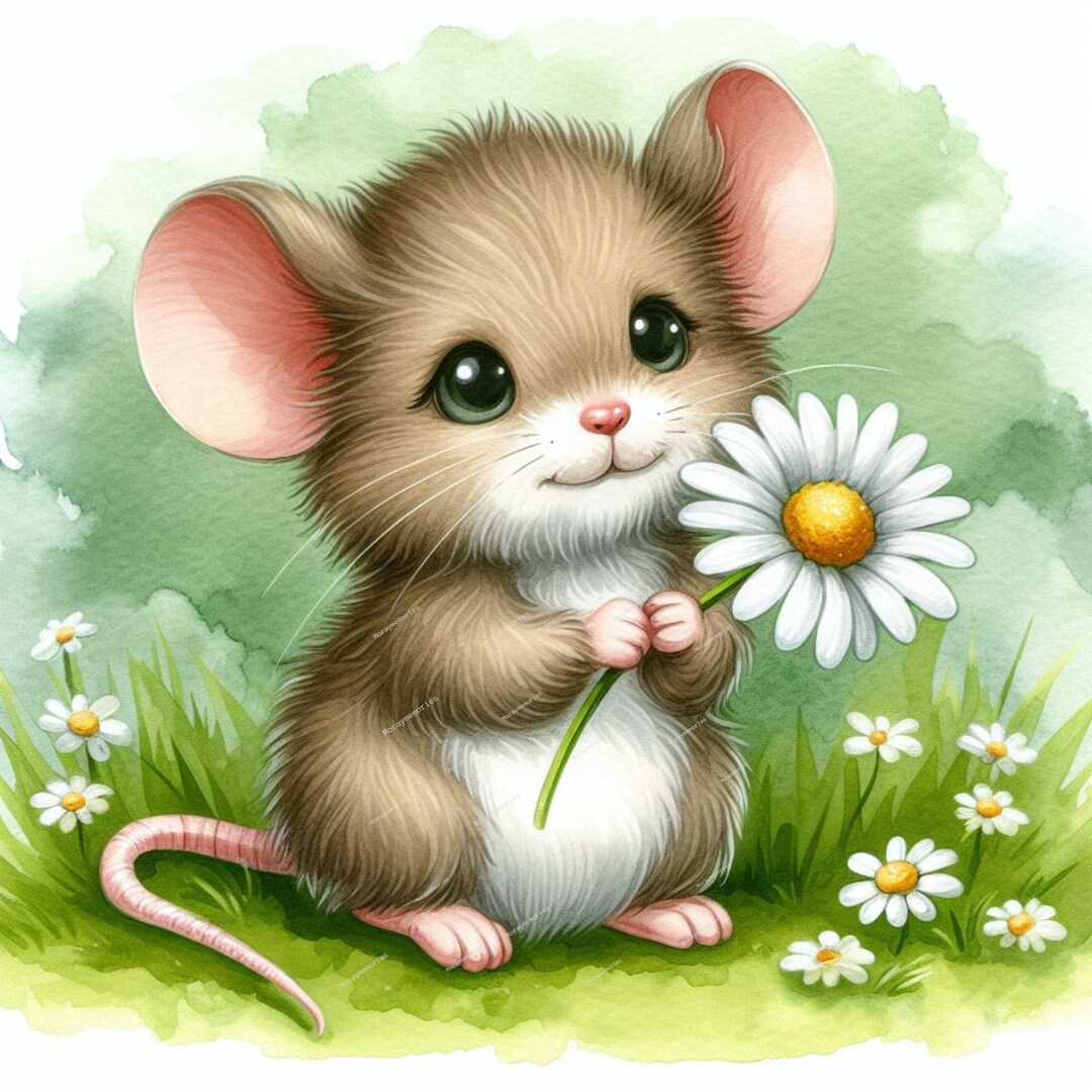 Mouse and Flower Clip Art 10 High Quality Jpgs Digital Download Card ...