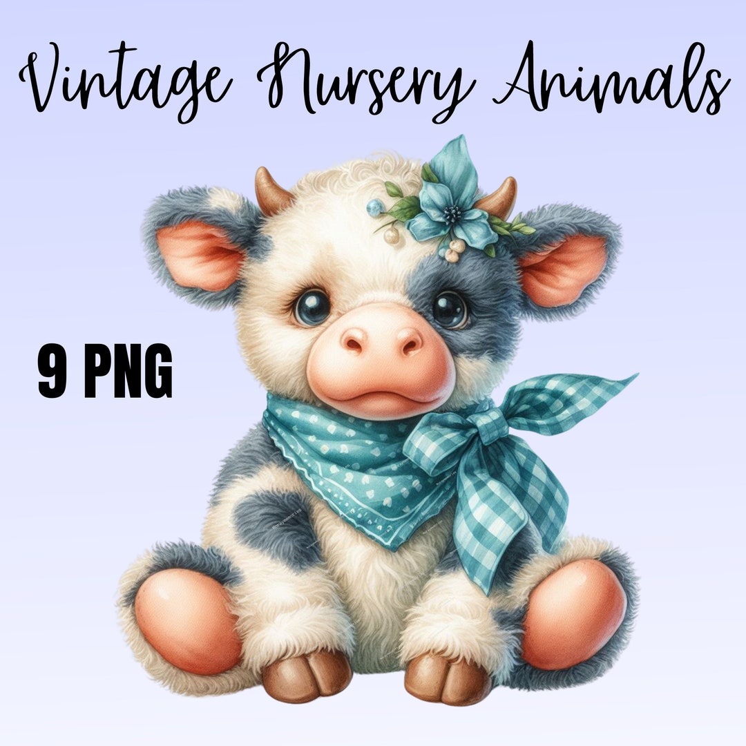 Watercolor Nursery Animal Clipart Bundle Graphic PNG, Nursery Wall Art ...