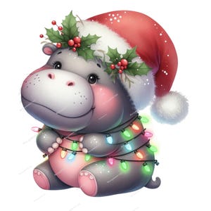 Cute Christmas Hippo Clipart, High Quality Pngs, Cute Hippo Png,digital ...