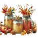 Autumn Mason Jar Clipart, High Quality Pngs, Fall Png Art, Digital ...