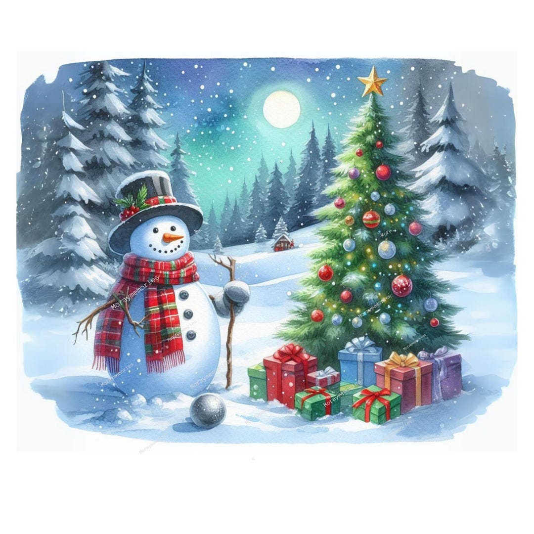 Watercolor Snowman Clipart, High Quality Jpgs, Digital Download, Card ...