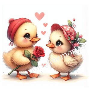 Valentine’s Day Farm Animals Clipart – 10 Cute Whimsical JPG Graphics ...