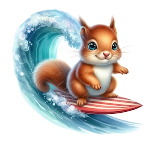 Cute Surfing Animals Clipart, Beach PNG, Vibrant Vacation Beach Vibes ...