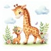 Watercolor Cute Giraffe Clipart Bundle, Baby Giraffe PNG, Floral ...