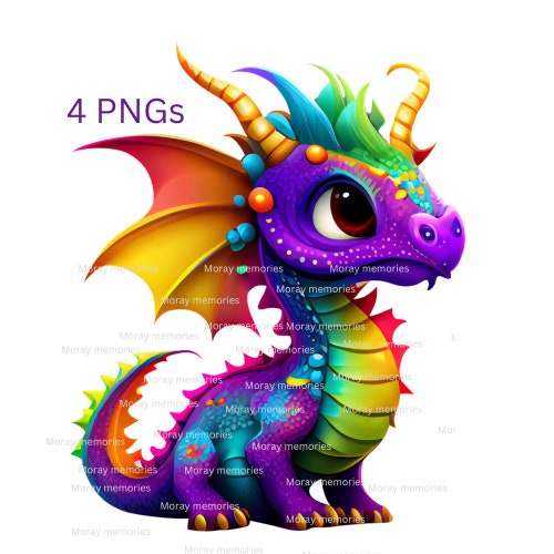 Baby Dragons PNG Cute Fantasy Dragons Clipart Watercolor - Etsy