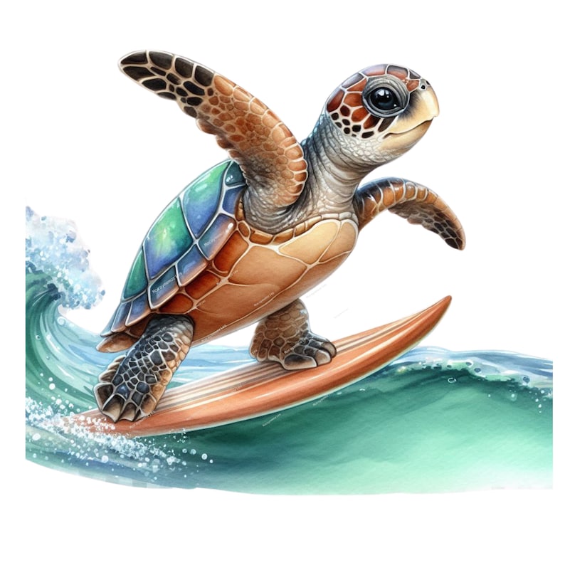 Cute Surfing Turtles Clipart, Beach PNG, Vibrant Vacation Beach Vibes ...