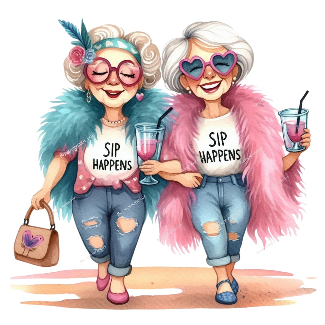 Senior Sass & Shenanigans, Funny Older Women PNG Clipart, Retro Granny Art, Senior Ladies Art ...