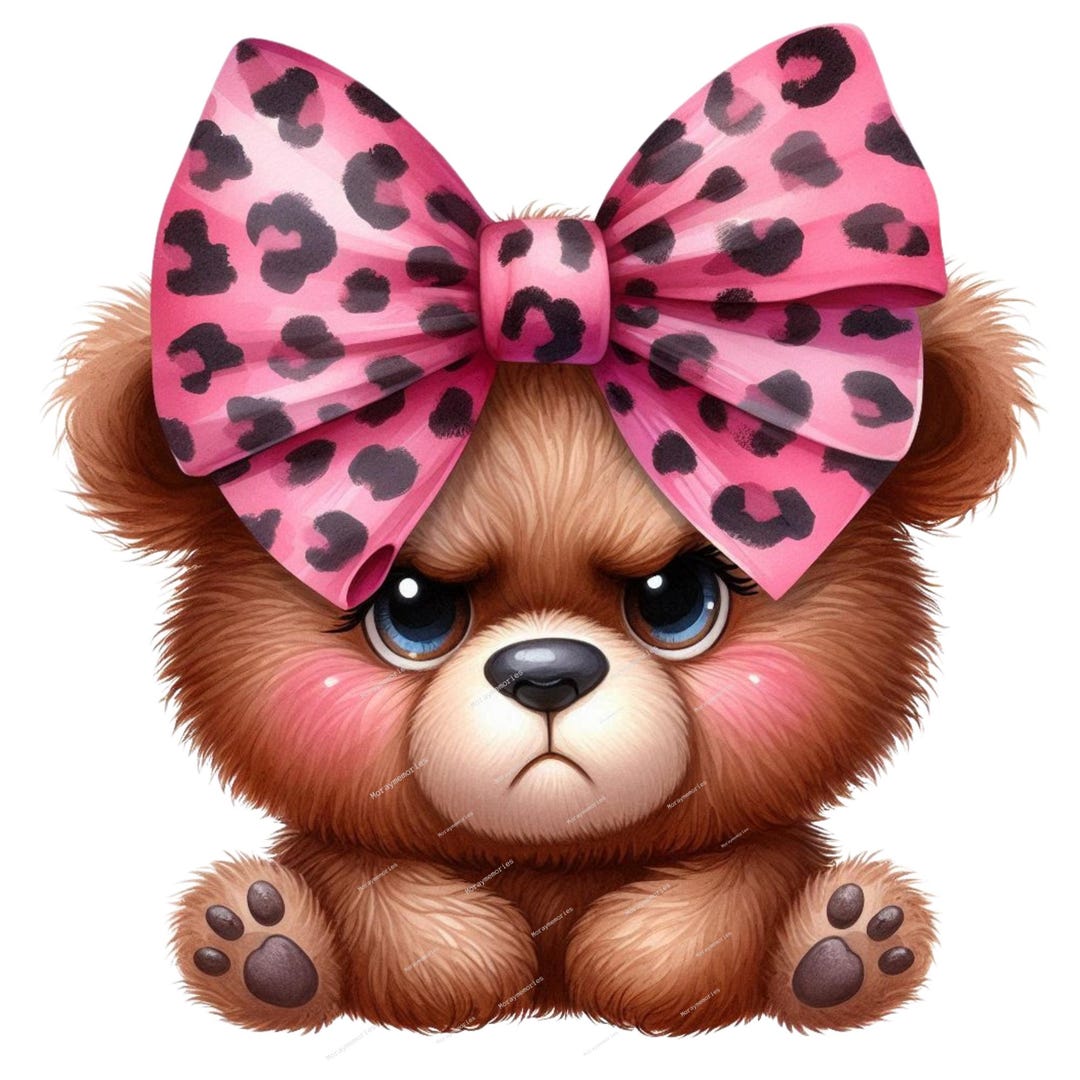 Cute Leopard Print Teddy Bears Clipart, Grumpy Bear, Funny High Quality ...