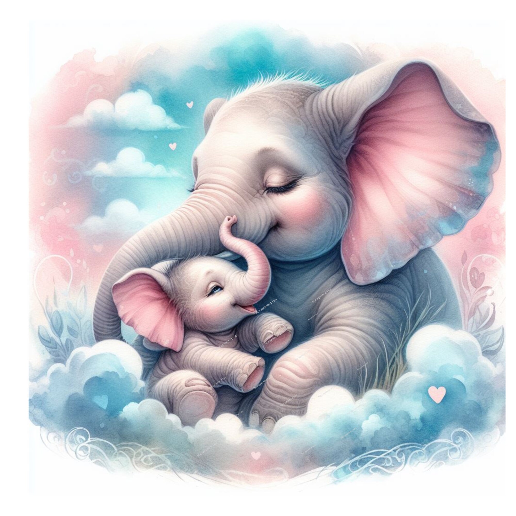 Watercolor Cute Mother and Baby Safari Animals Clipart, PNG Baby ...