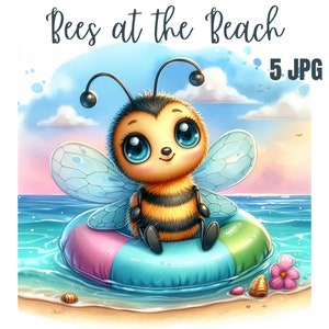 JPG Bees at Beach, Clipart Bundle, Cute Bees Clipart Bundle, Cute Bees ...
