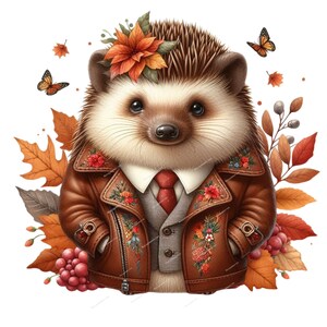 Cute Autumn Hedgehog Clipart, High Quality Pngs, Fall Clipart, Digital ...