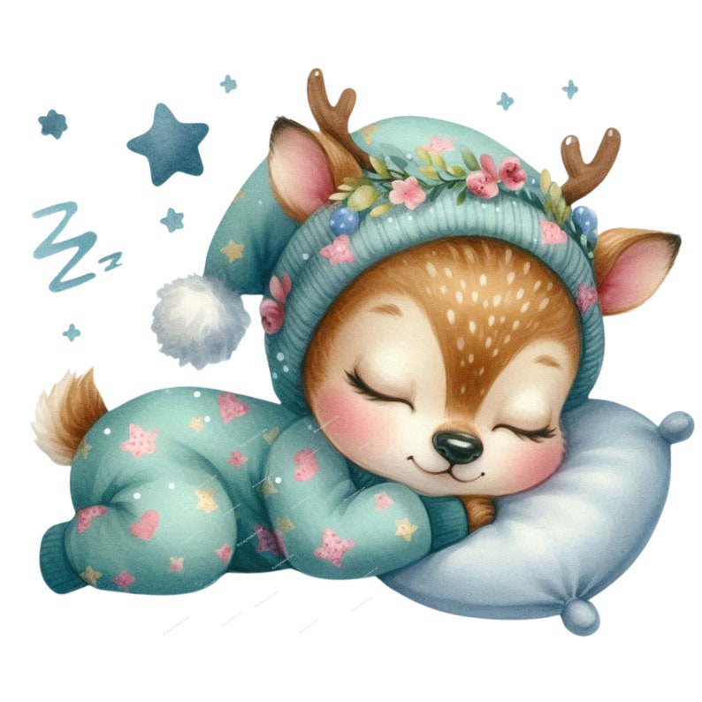 Watercolor Sleepy Animals Clipart Bundle, Cute Animals PNG, Cute Animal ...