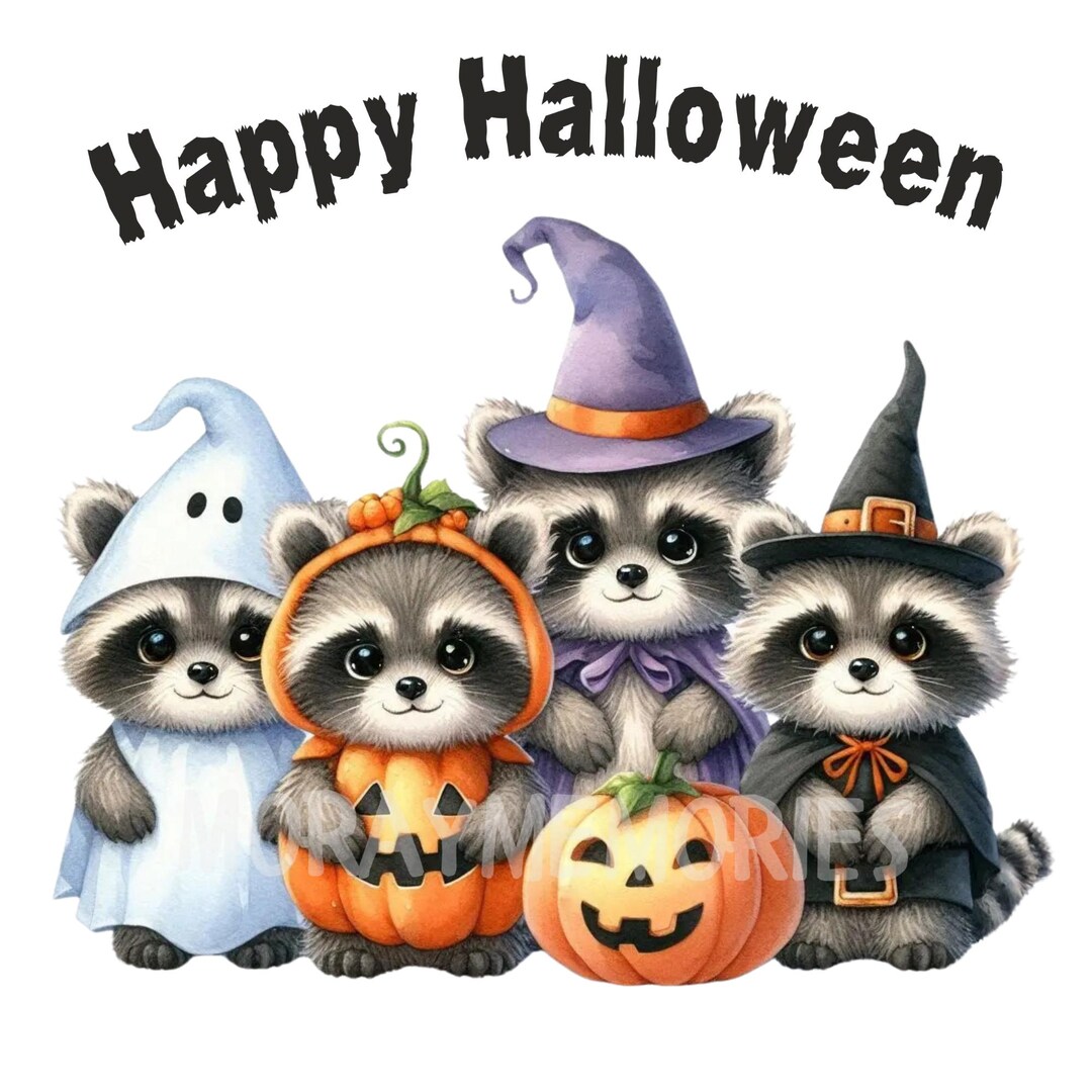 Halloween Raccoon PNG | Creepy Cute Ghost Raccoon | Pumpkin Raccoon ...