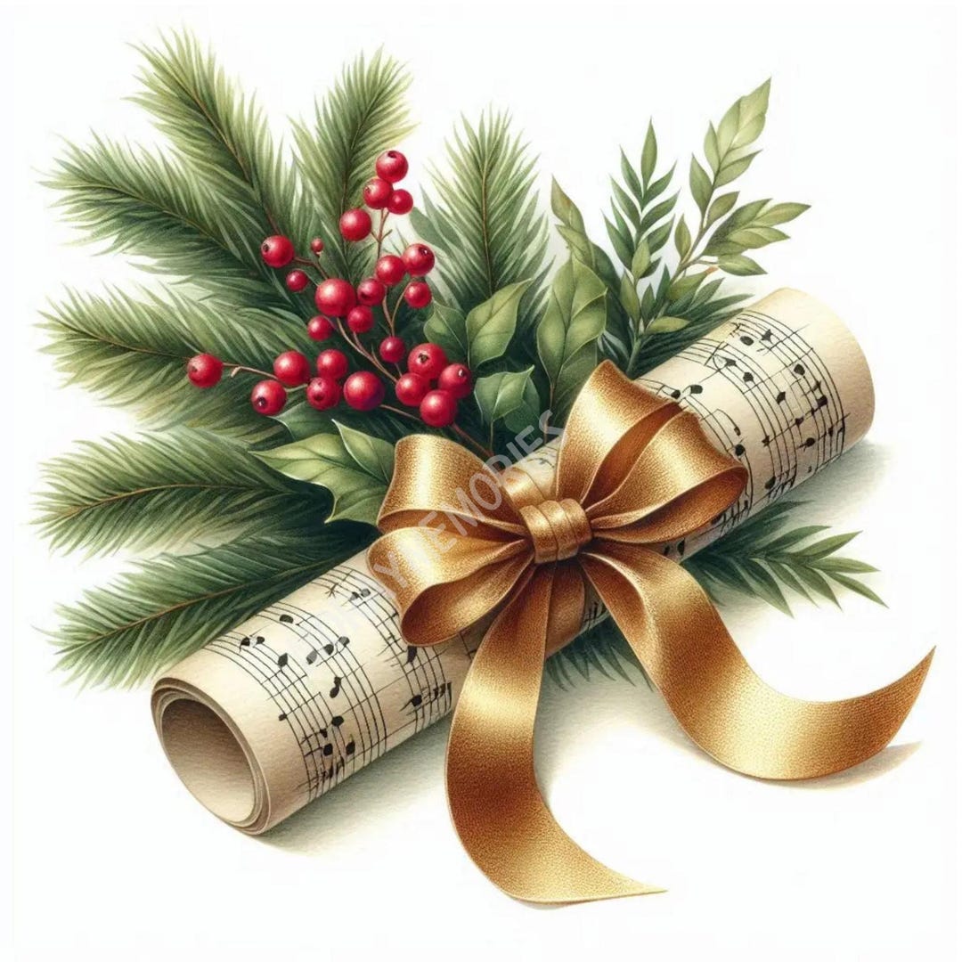 Christmas Music Notes Clipart Set | Watercolor Holiday Musical Elements ...
