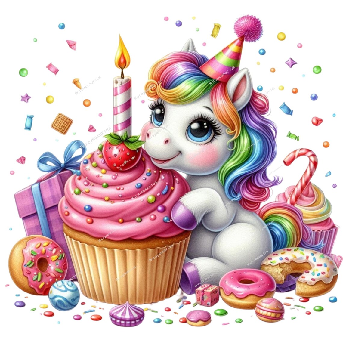 Unicorn Birthday Treat – Cute Cupcake Celebration Clipart, Unicorn PNG ...