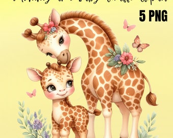 40 Cute Giraffe Clipart , Baby Giraffe PNG, Floral Giraffe Clipart ...