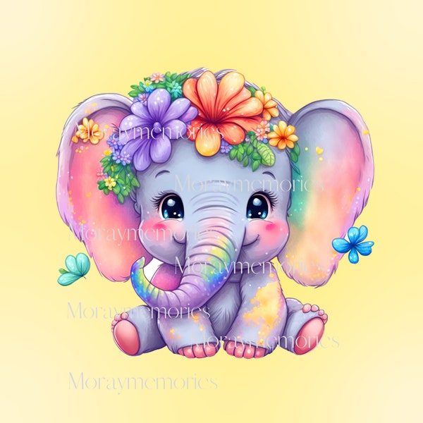 Watercolor Elephant - Etsy