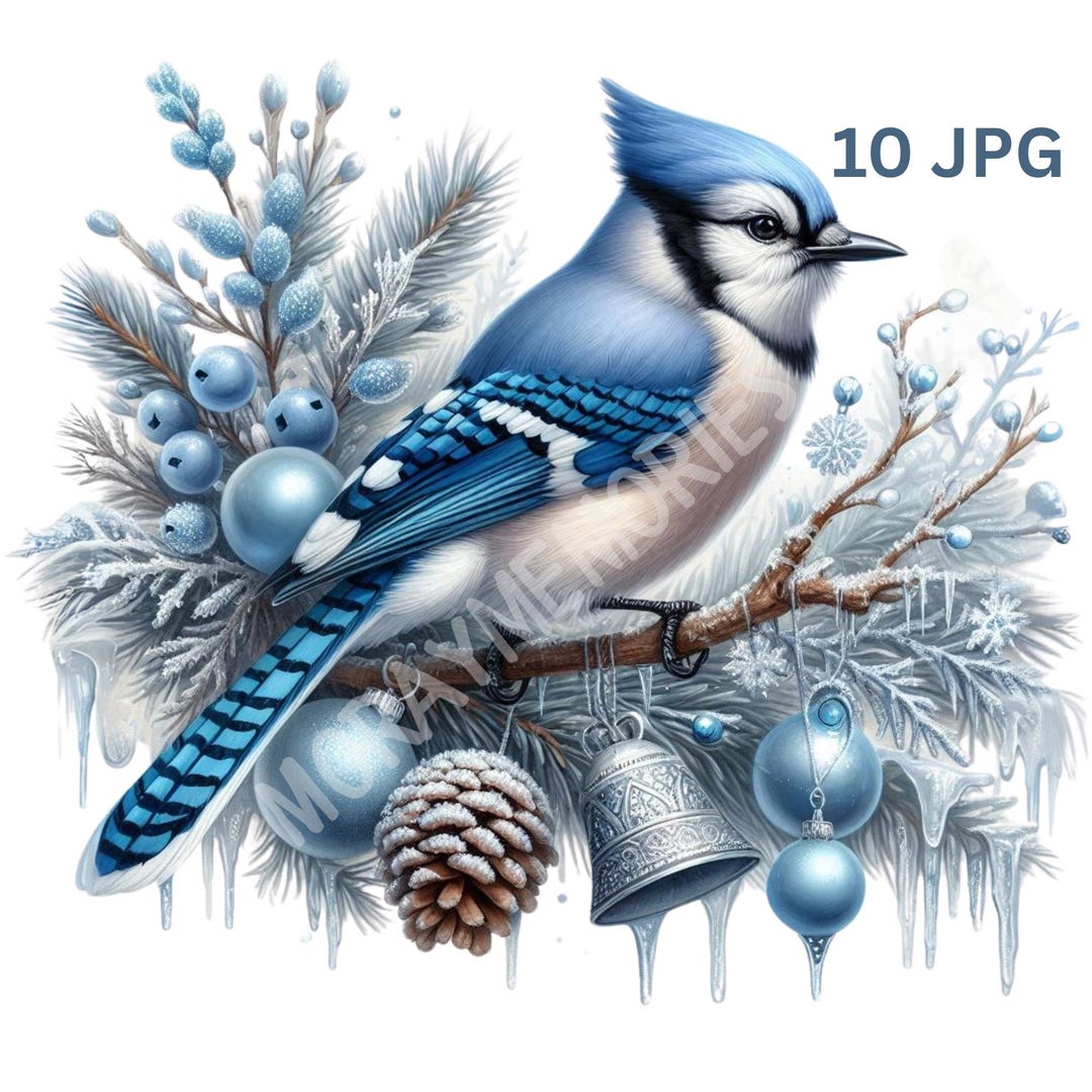 10 Christmas Bird JPG Clipart | Whimsical Watercolor Winter Birds ...