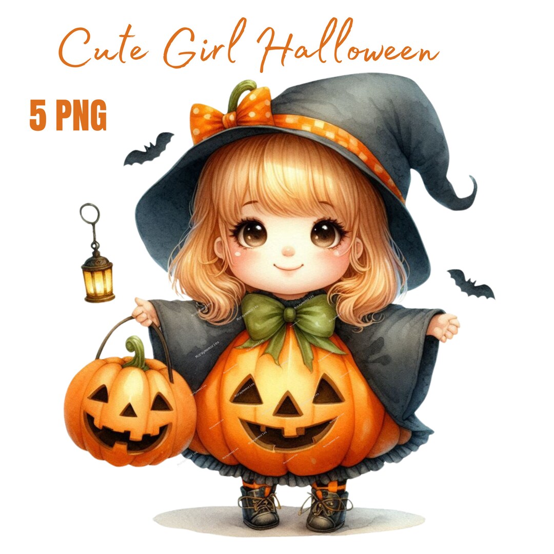 Halloween Cute Girl PNG, Halloween Sublimation Digital Design Download ...