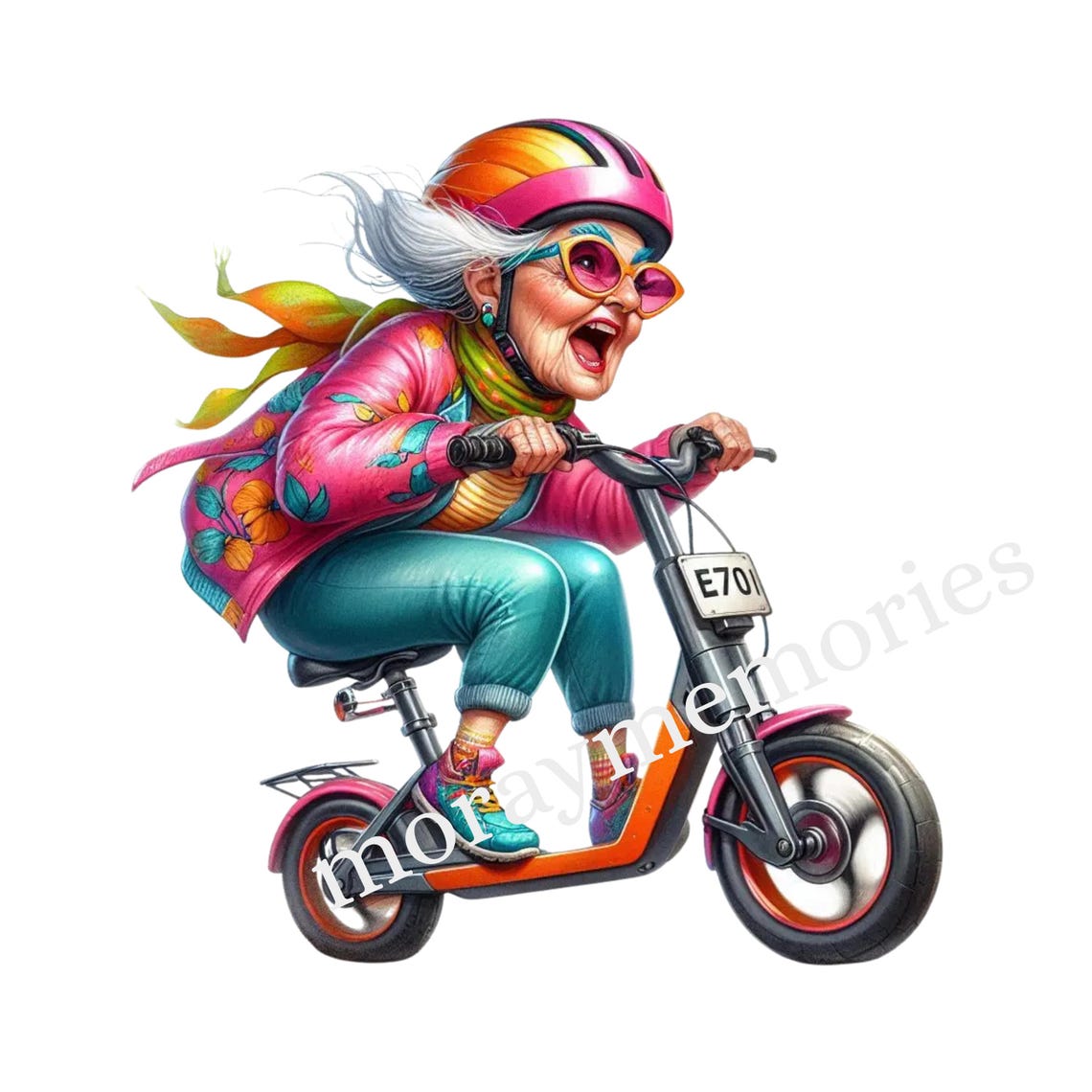 Funny Senior Lady Cyclists PNG Clipart Bundle – 10 Sassy Grandma Bikers ...