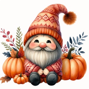 Cute Gnome Clipart,gnome Clipart Bundle, Autumn Gnome Png,autumn Fall ...