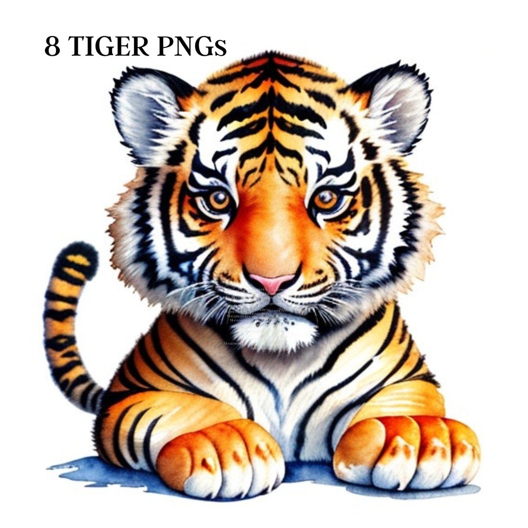 Tiger Watercolor Tiger Clipart Cute African Jungle Animals - Etsy