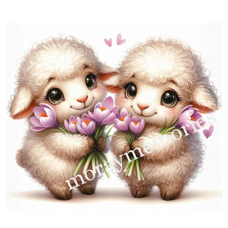 Valentine’s Day Farm Animals Clipart – 10 Cute Whimsical JPG Graphics ...