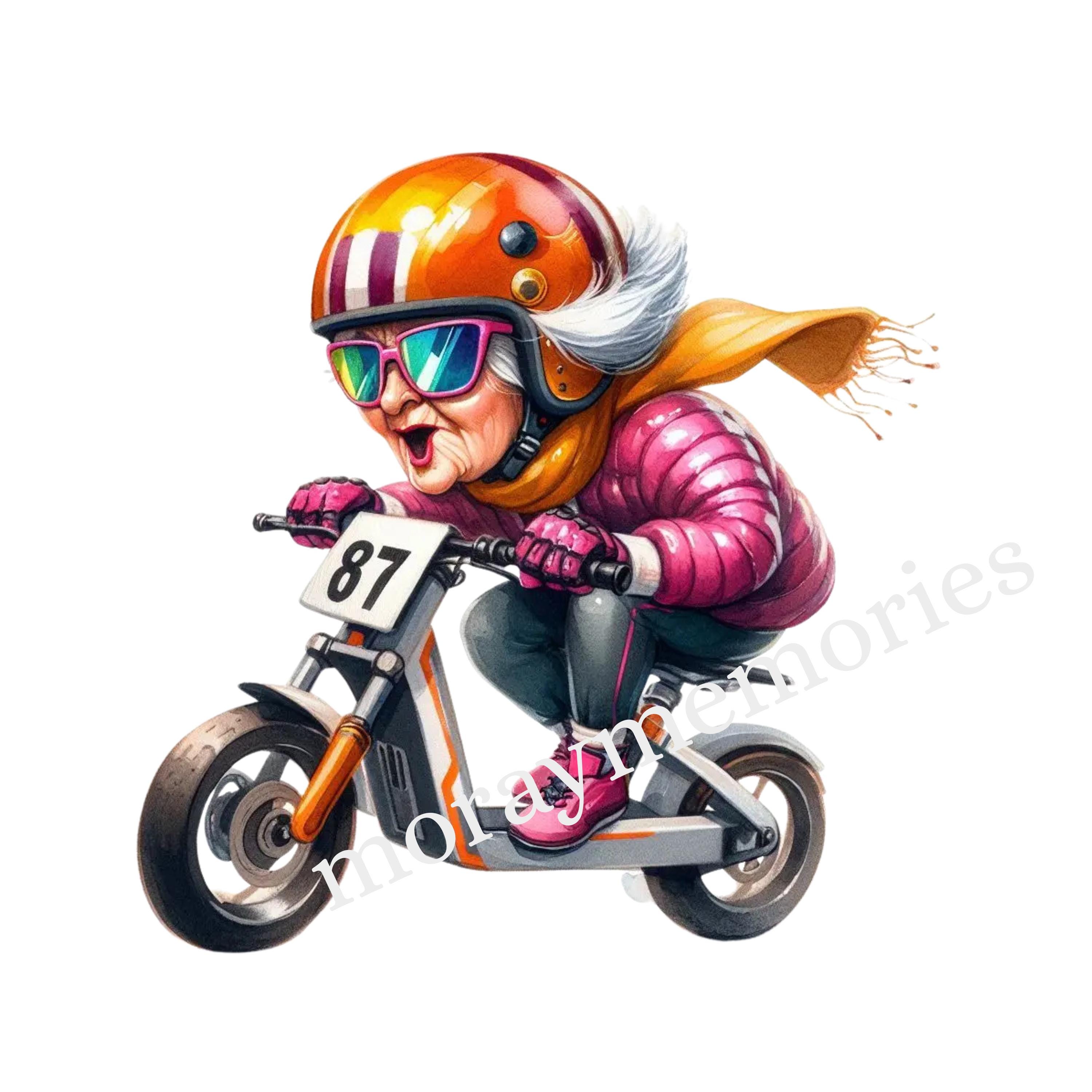 Funny Senior Lady Cyclists PNG Clipart Bundle – 10 Sassy Grandma Bikers ...