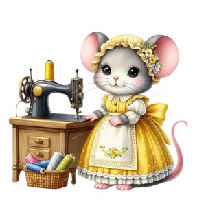 Seamstress Mouse Clipart Bundle, Cute Mouse Clipart, Mouse Sublimation ...