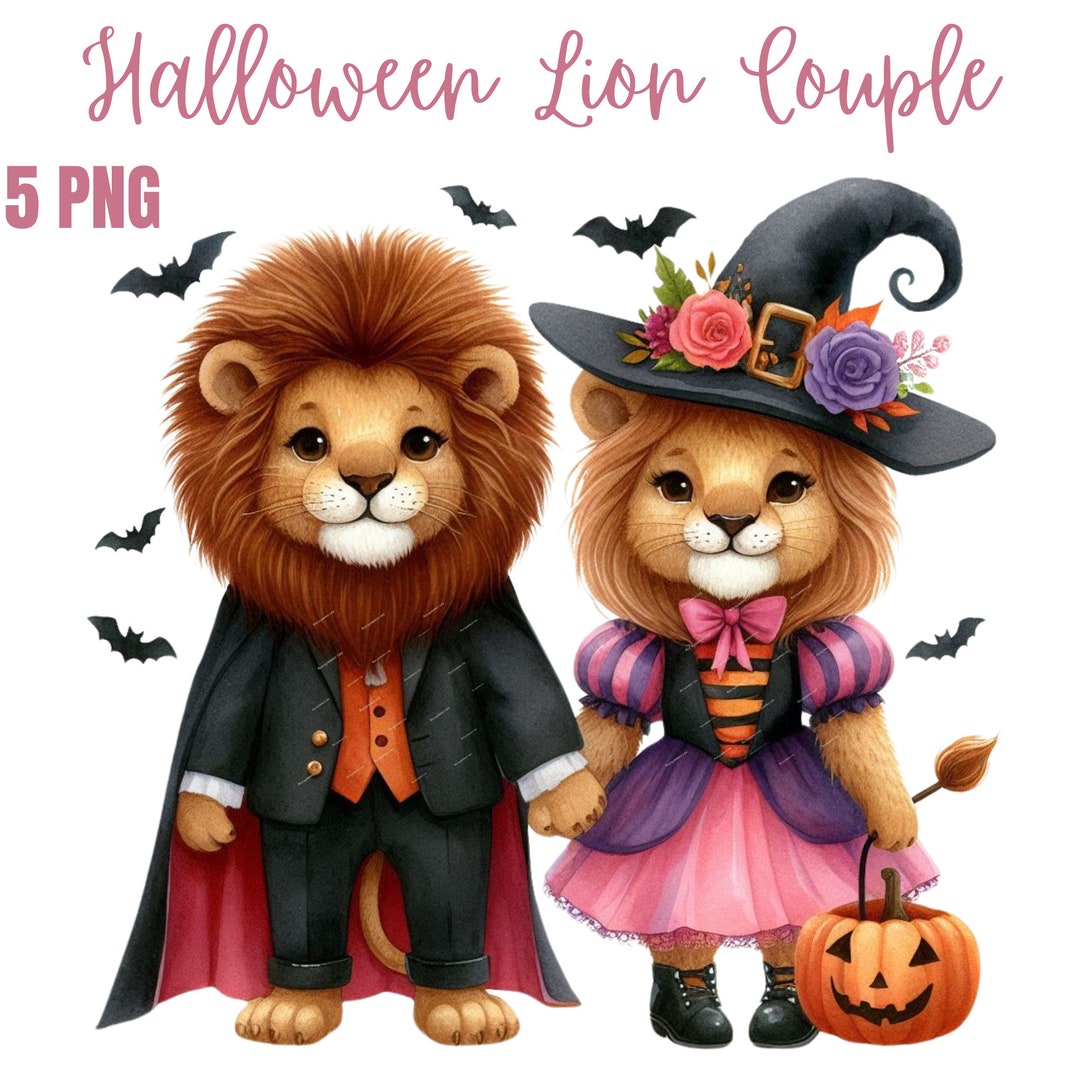 Halloween Lion Couple PNG, Halloween Sublimation Digital Design ...