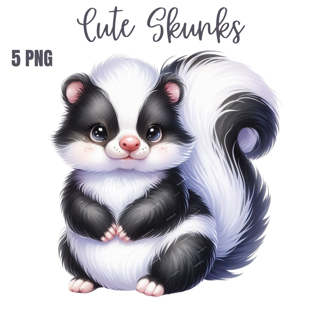 Watercolor Cute Skunks, PNG Animal Clipart, Skunk Clipart, Cute Baby ...