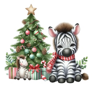 Christmas Zebra Clipart, High Quality Pngs, Memory Book, Junk Journals ...
